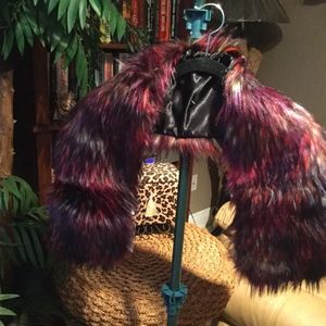 Icing | Accessories | Red And Black Faux Fur Scarf Wrap | Poshmark